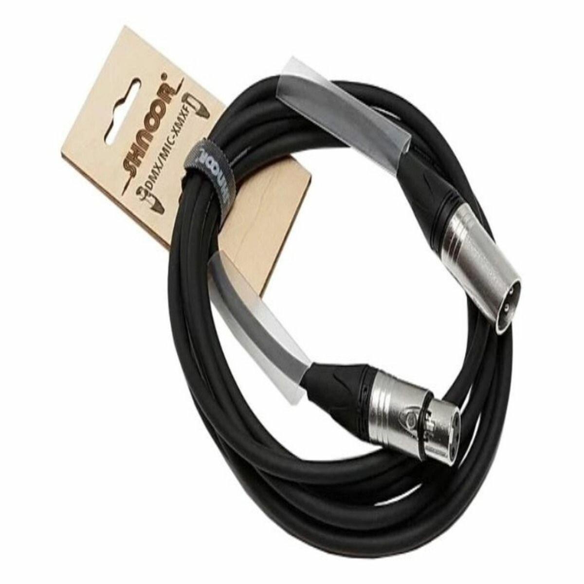 Аудио кабель для микрофона XLR Male (штекер) - XLR Female (гнездо) Shnoor DMX/MIC-XMXF, 5м / Переходник XLR - XLR для аудиоаппаратуры / Шнур, акустические провода XLR мама - XLR папа, черный