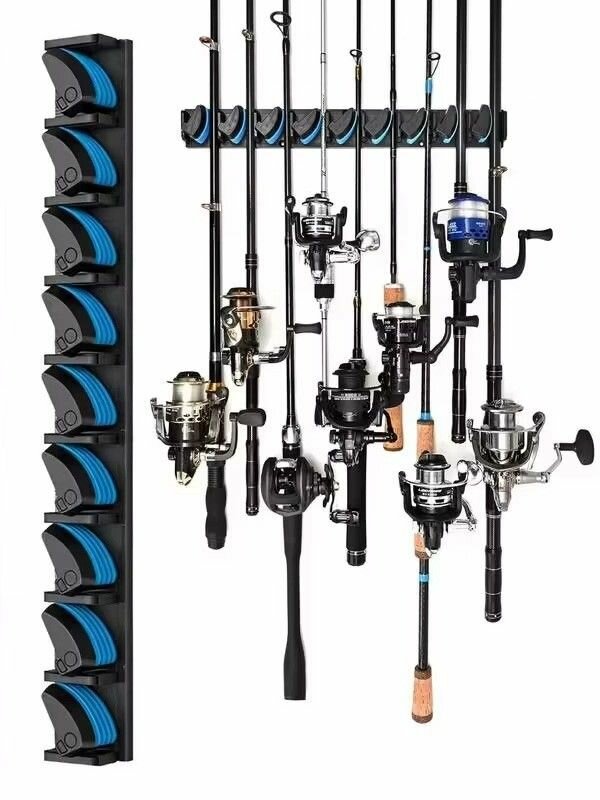 Настенное крепление для 9 удилищ / Настенный держатель для удочек