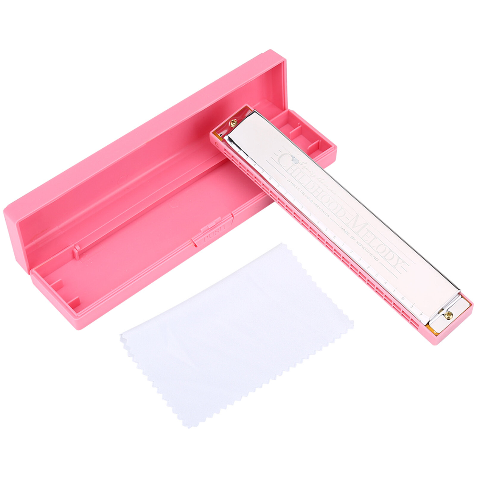 Клавиша С 24 Отверстиями для Металлической Губной гармошки C Губной Гармошкой, Детские Игрушечные Губные Гармошки (Розовый)