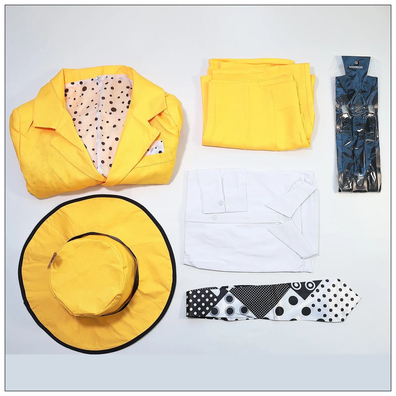 Косплей костюм Джима Клоуна из фильма "Маска" Желтый, S, costume