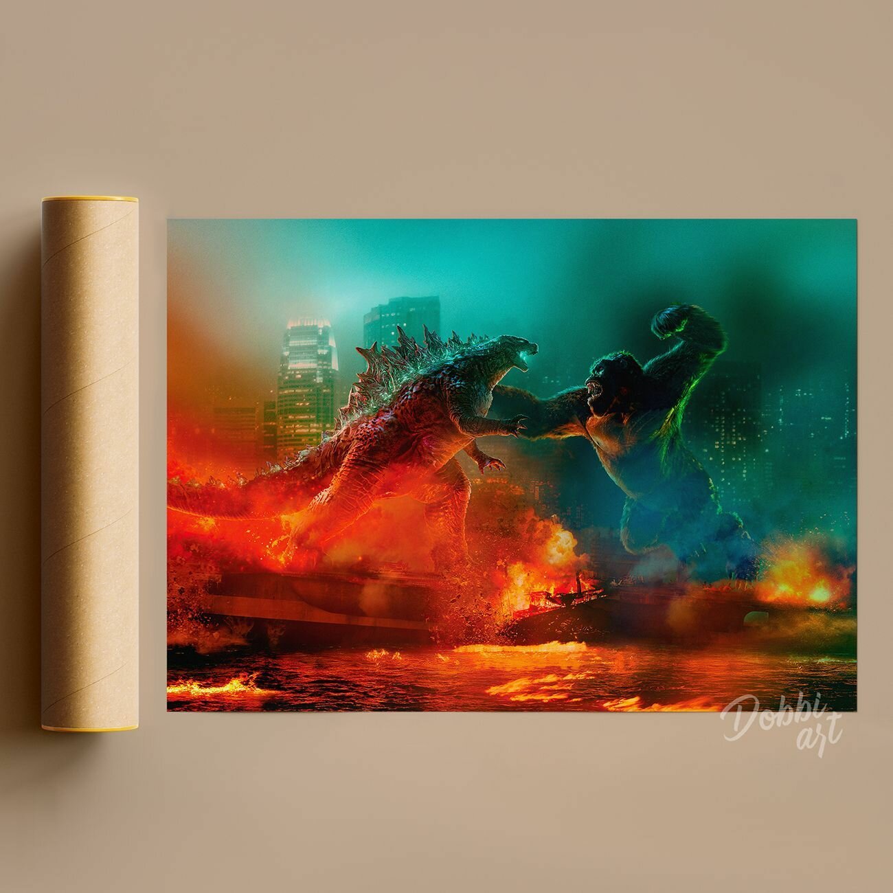 Постер Годзилла против Конга 40х50 см без рамы/ Плакат для интерьера, в подарок