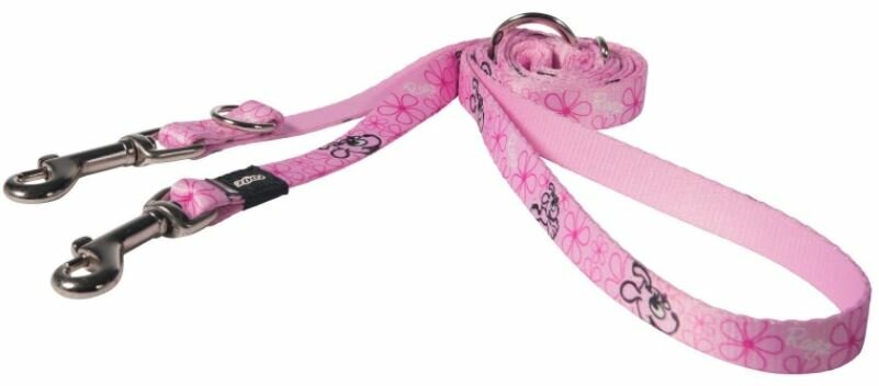 Rogz Поводок-перестежка для щенков, розовый MULTI PURPOSE LEAD размер M, ширина 16мм, длина 1,1-1,4-1,8м