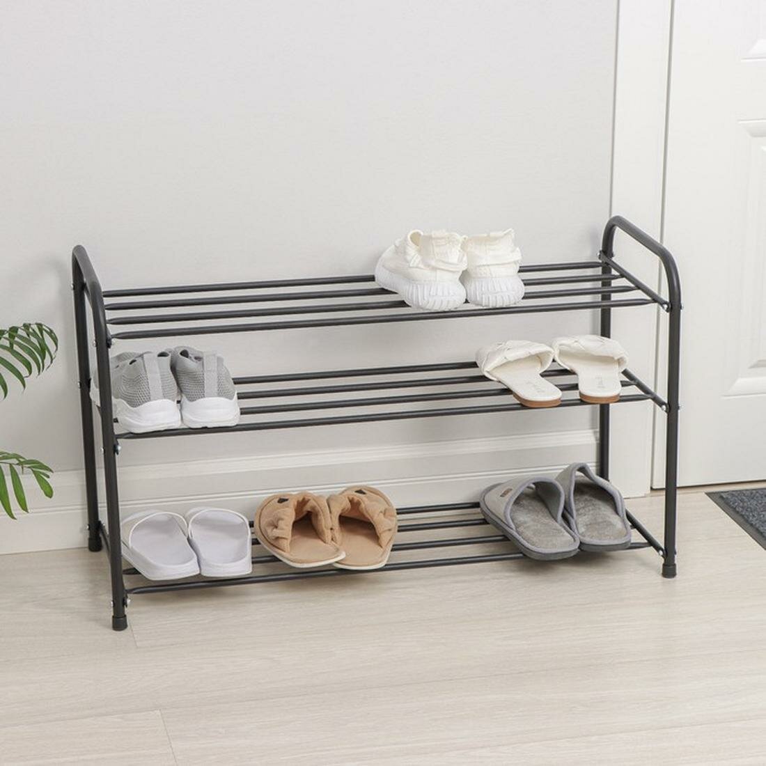 Подставка для обуви, 3 полки, 82,5 × 32 × 48,5 см, цвет: чёрный
