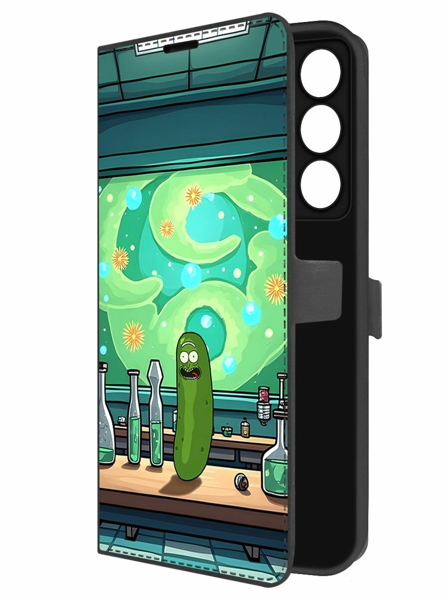 Чехол-книжка Krutoff Eco Book для Realme C75 Огурчик Рик (черный)