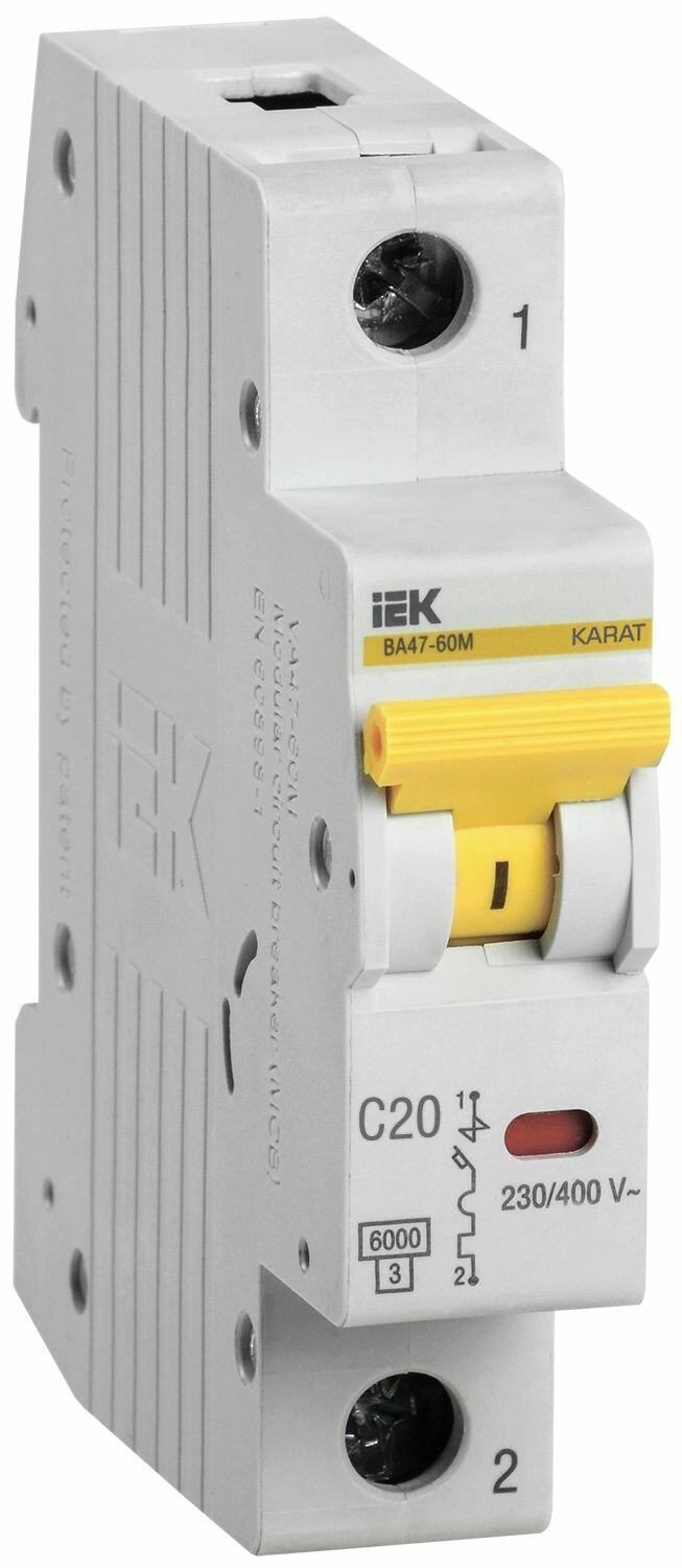 Автоматический выключатель модульный IEK ВА 47-60 1Р 20А 6кА (С) IEK