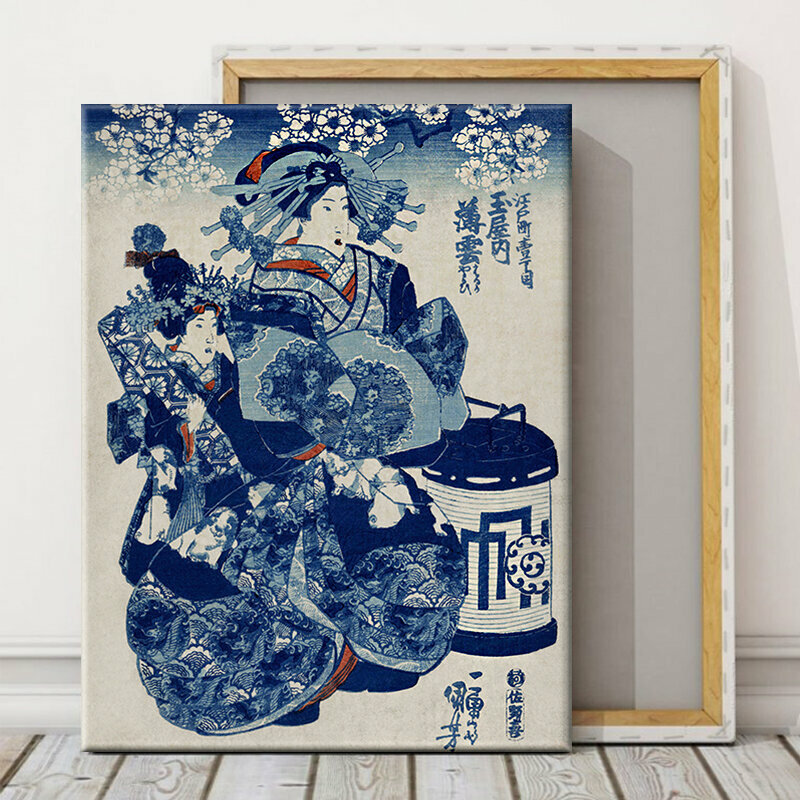 Картина на холсте 50х70 см "Утагава Куниеси, японский ретро плакат", на стену для интерьера