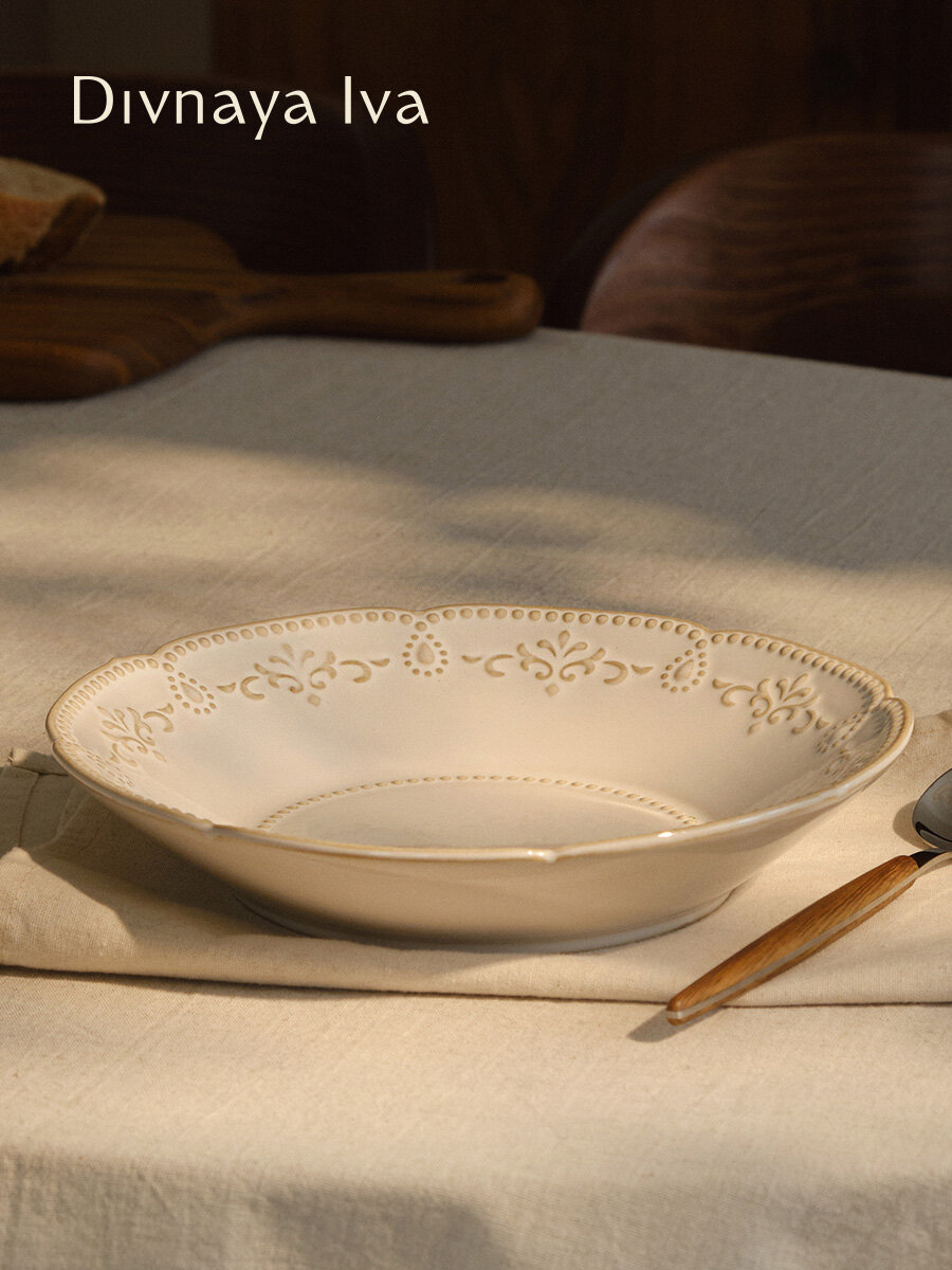 Тарелка глубокая, фарфор, диаметр 22 см, тарелка для сервировки, для второго, салата, Divnaya Iva