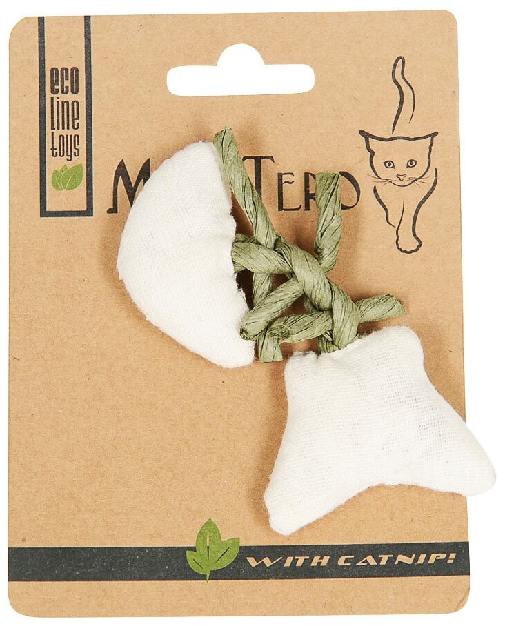Игрушка для кошек и собак Mon Tero Рыбья кость с кошачьей мятой, белый, 1шт.