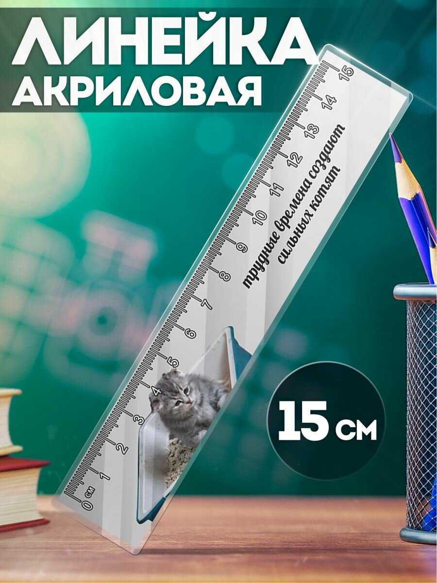 Канцелярия для школы линейка 15 см мемы котики