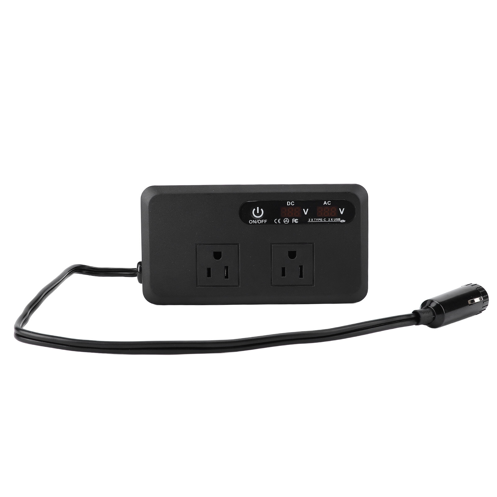 Автомобильный инвертор мощностью 200 Вт 12 В до инвертора переменного тока с 2 USB 2 Ports Type C 2 Светодиодный индикатор для транспортных средств для транспортных средств для транспортных средств