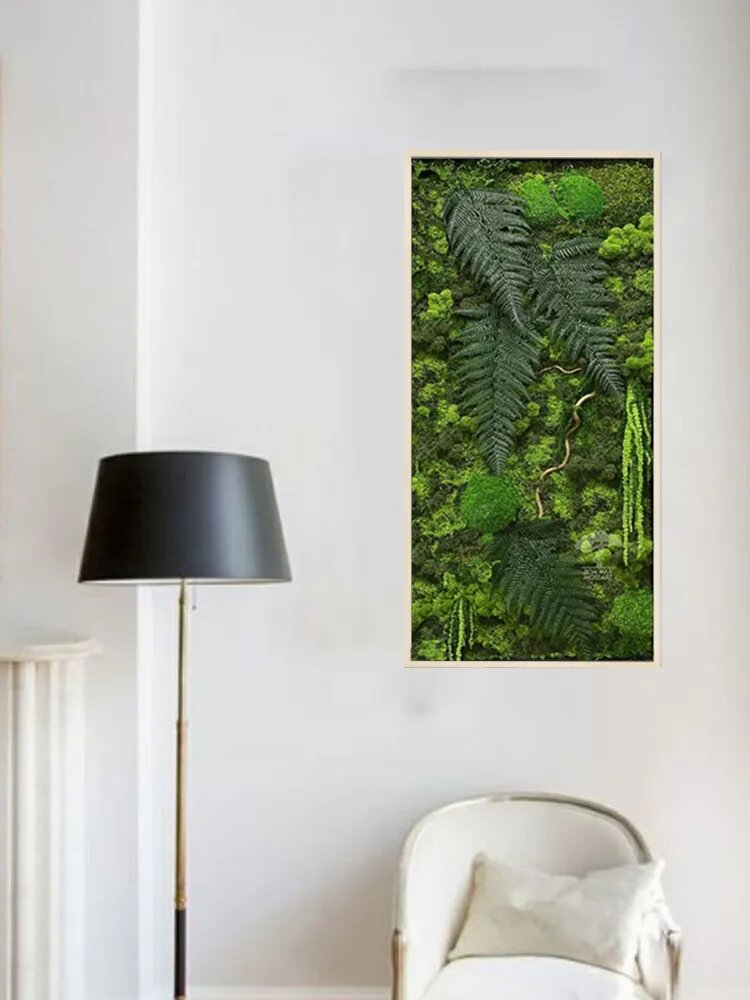 Панно в раме "Jungle Dark". в подарочной упаковке, Бежевый, 100*50 см. Дом Мха - MossArt.