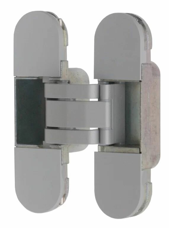 Петля скрытая ELEMENTIS, универсальная, 3D, 110x30 мм, 40 кг, цамак, хром матовый RAL 9006, 2 шт