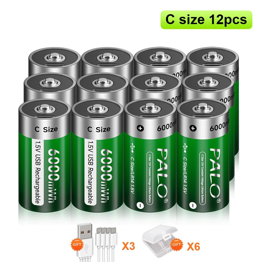 PALO Перезаряжаемая батарея тип C 6000 мВтч 12PCS Battery