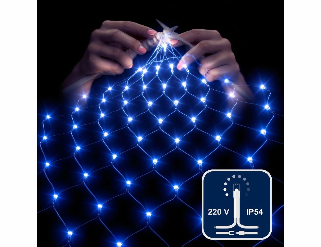 Гирлянда Сетка 2*3 м, 384 синих LED ламп, прозрачный ПВХ, соединяемая, контроллер, IP54, Rich LED
