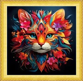 Набор для вышивания крестом, Colorful cat11CT 50x50cm (без подрамника, без рамки)