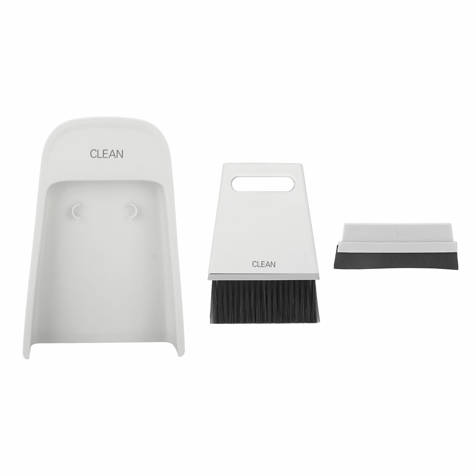 Мини-набор щеток для уборки: маленькая щетка и совок для настольной клавиатуры, 2 щетки, 1 совок серо-белого цвета для уборки стола