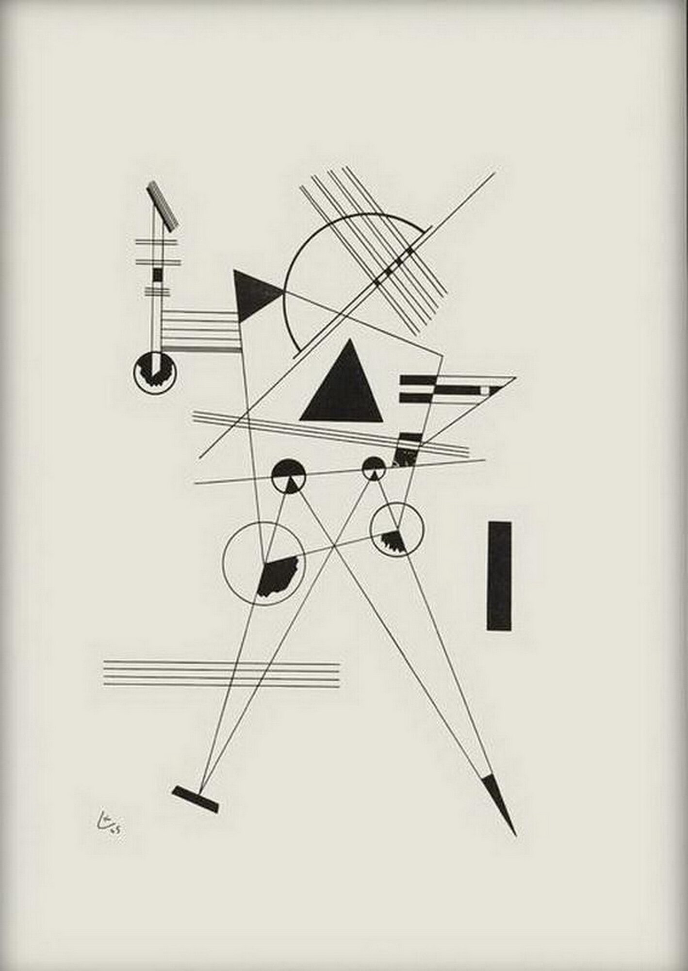 Плакат, постер Абстракция в стиле конструктивизма на холсте, размер 21х30см