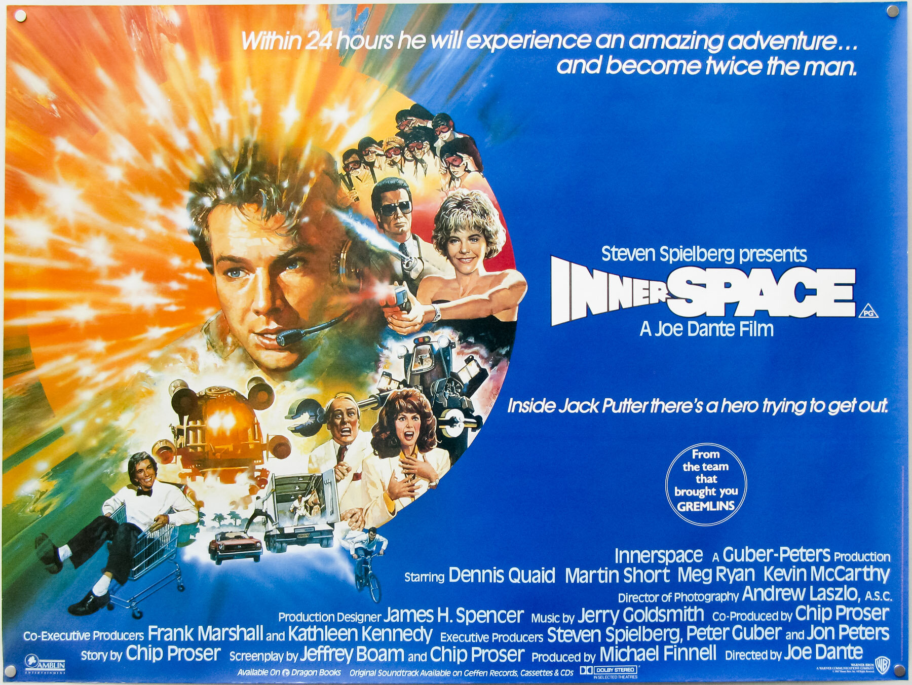 Плакат, постер Внутреннее пространство 1987 (InnerSpace) на бумаге, размер 21х30см