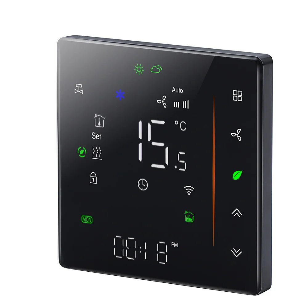 HESSWAY Термостат Фанкойла BAC-006 3(S) 0-10v (V), Black panel, WIFI Version, 220VAC(110-240V)