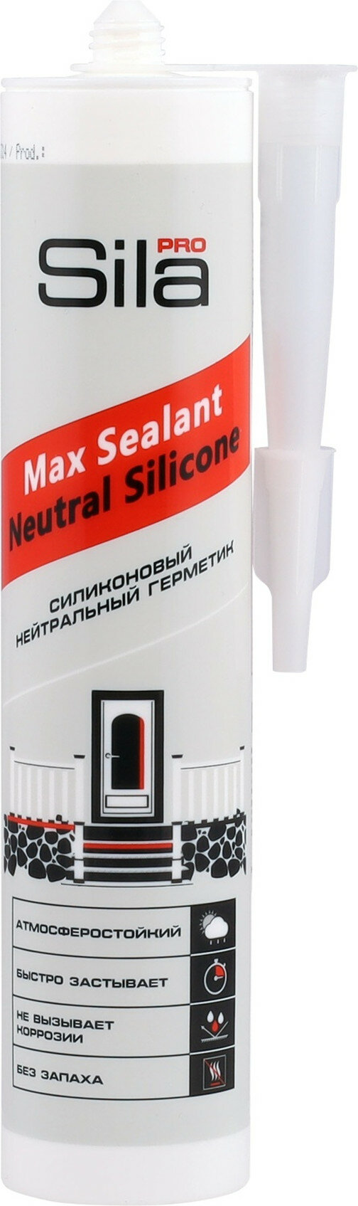 Герметик Sila Pro Max Sealant Neutral Silicone силиконовый, нейтральный, бесцветный, 280 мл, упаковка 12 туб.