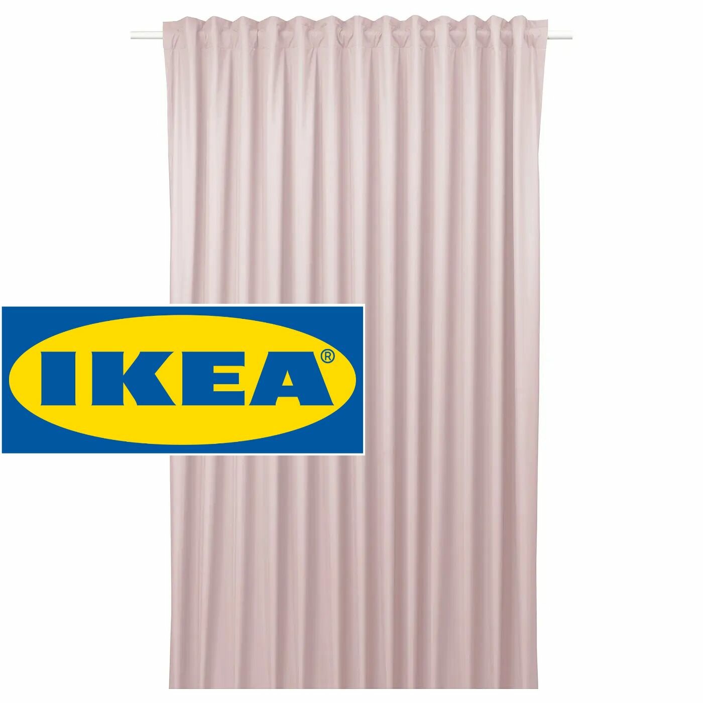 Штора затемняющая IKEA BENGTA, 1 шт, светло-розовая, со сборкой, 210x250 см