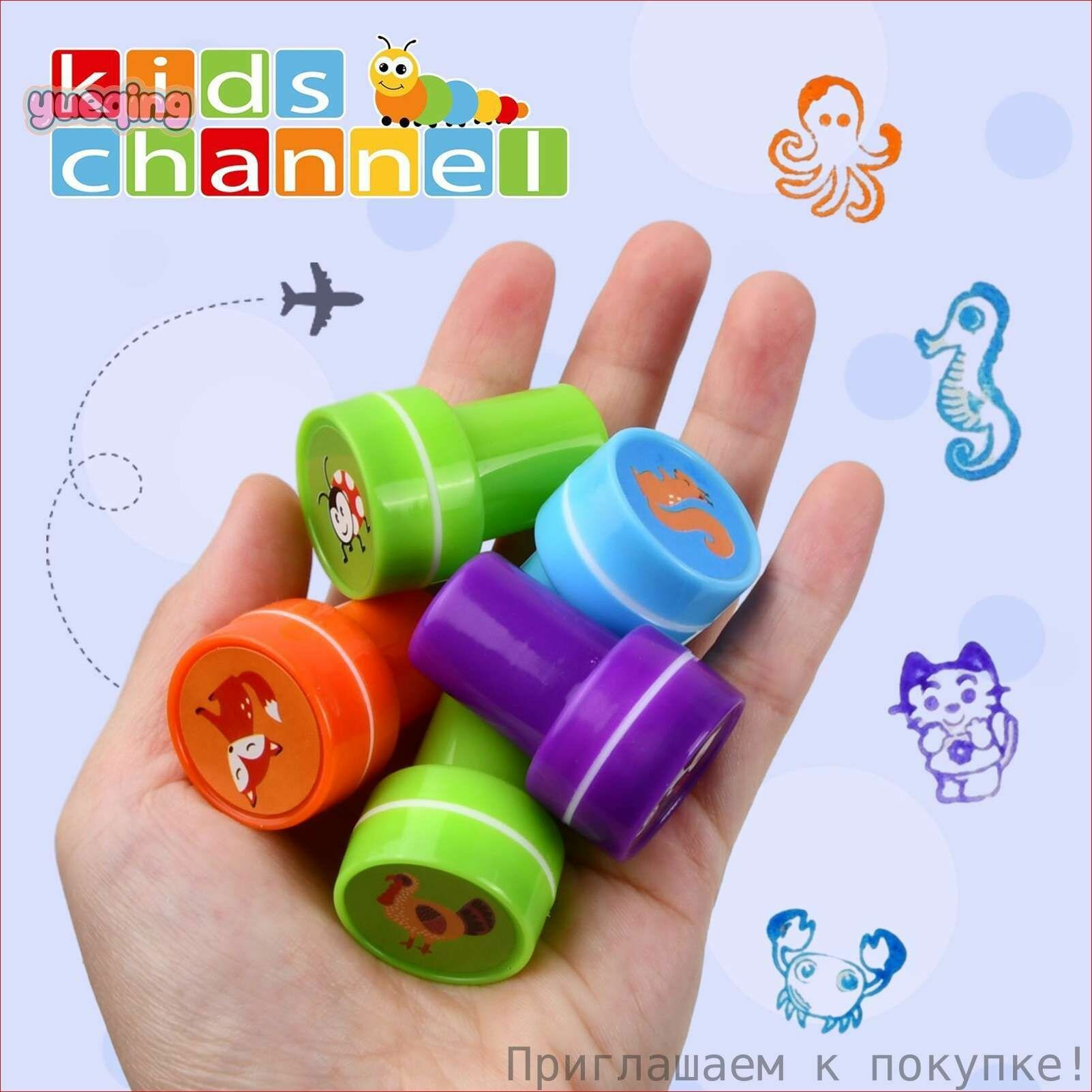 Детские штампы с животными 26 шт, яркие мультяшные принты для творчества, рисования и аппликаций, безопасные чернила, подарок для мальчиков и девочек