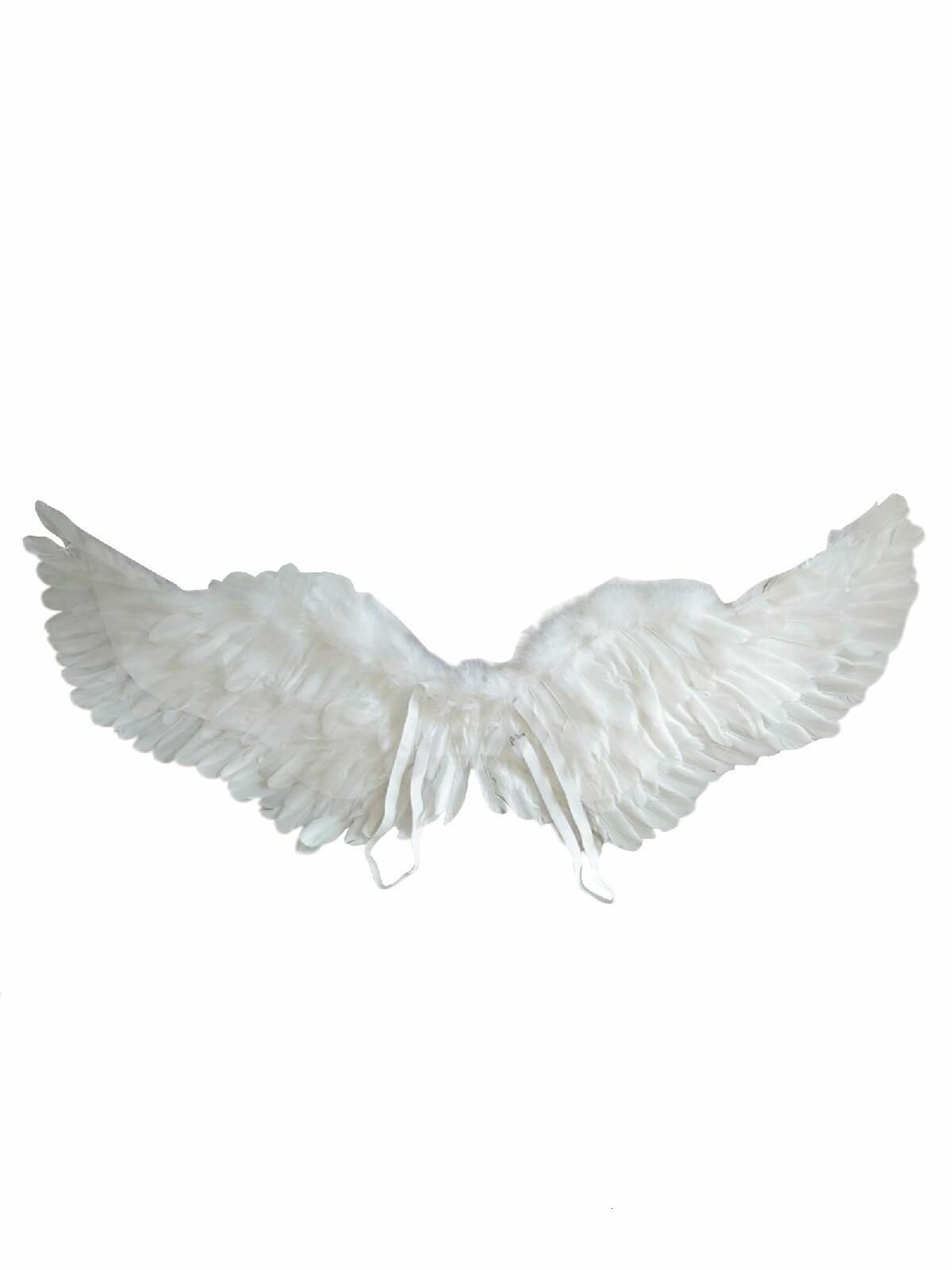 Крылья ангела с перьями и эластичными ремнями для костюма, Белый - L