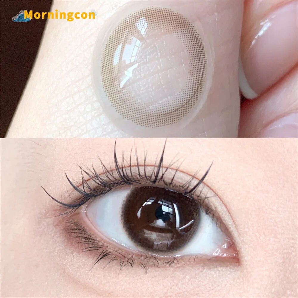 Morningcon теплые черные цветные контактные линзы 1 пара 0, Brown