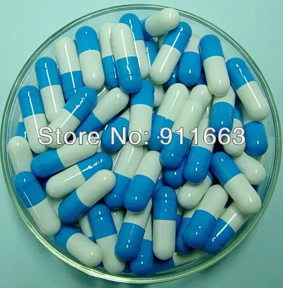 SUNNYPK Желатиновые пустые капсулы разных размеров, красные и белые size 4, Blue White Joined