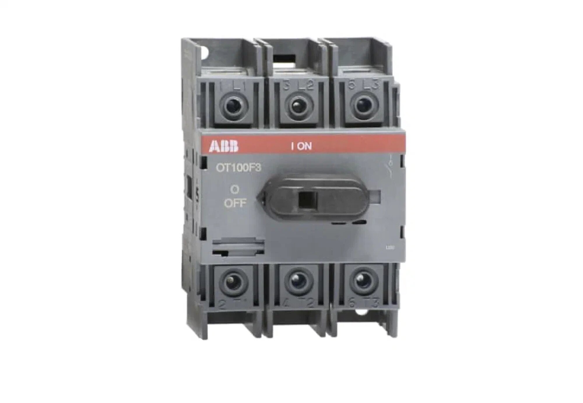 Рубильник ABB OT100F3 до 100А 3х полюсный для установки на DIN-рейку или плату (с резервной ручкой)