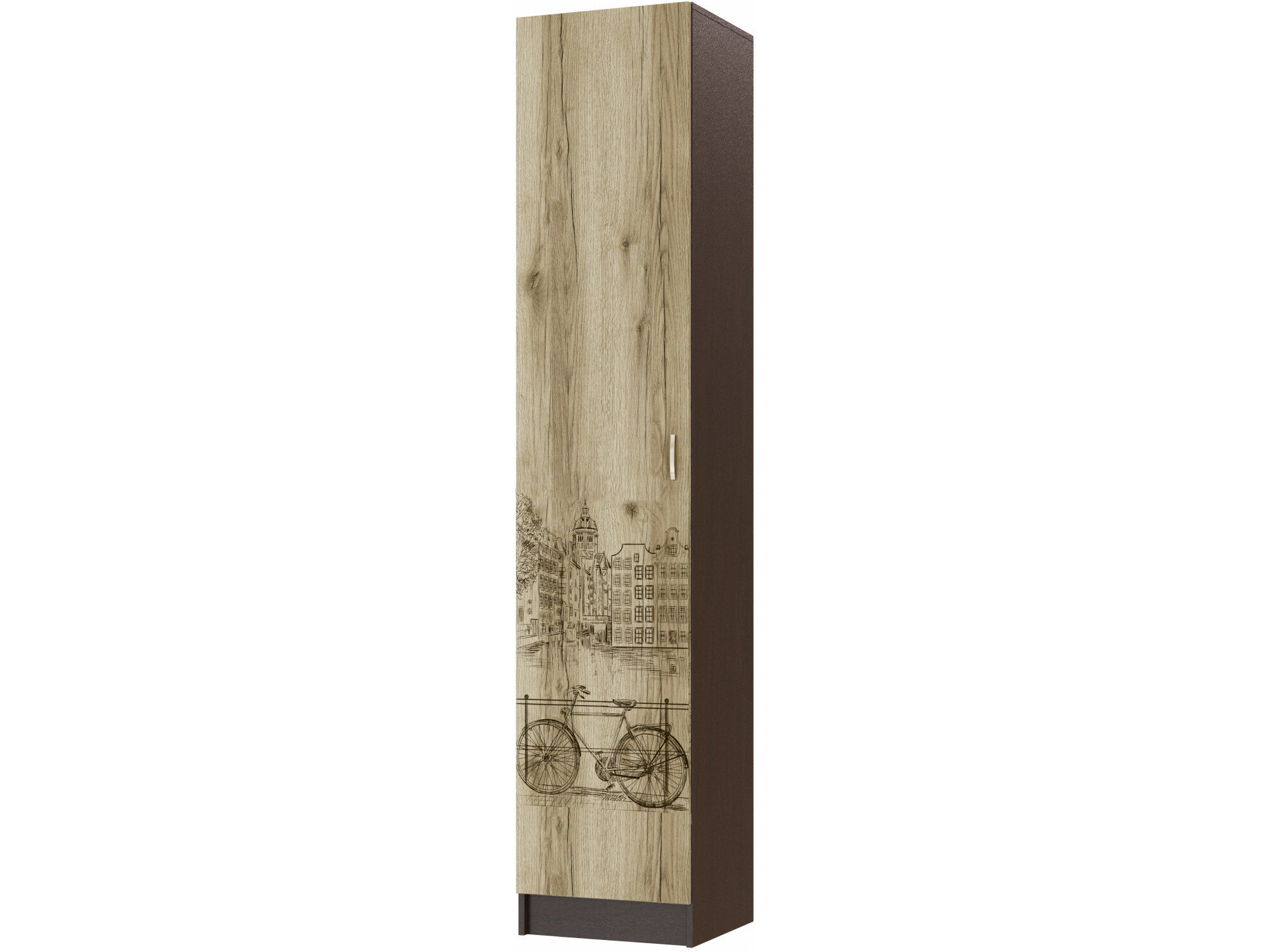 Пенал универсальный однодверный, с полками внутри, Венге/Делано