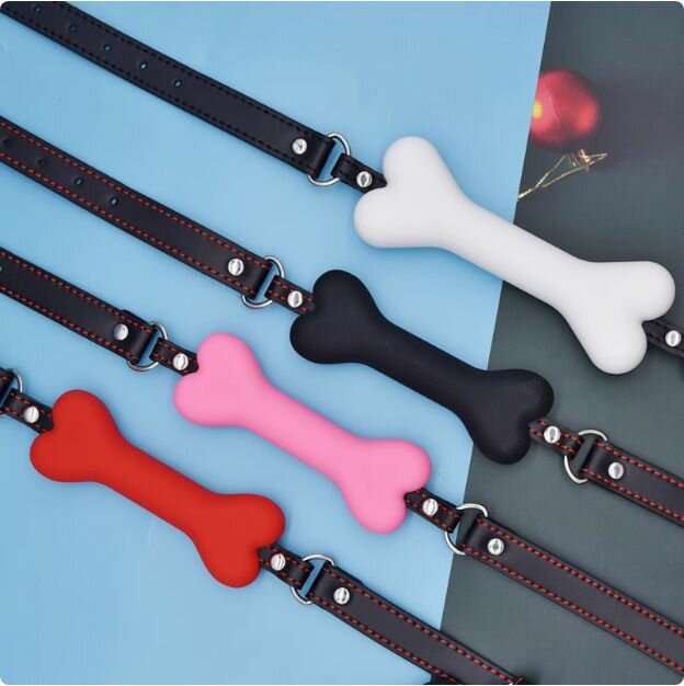 Кляп для БДСМ силиконовый для ролевых игр косточка розовая