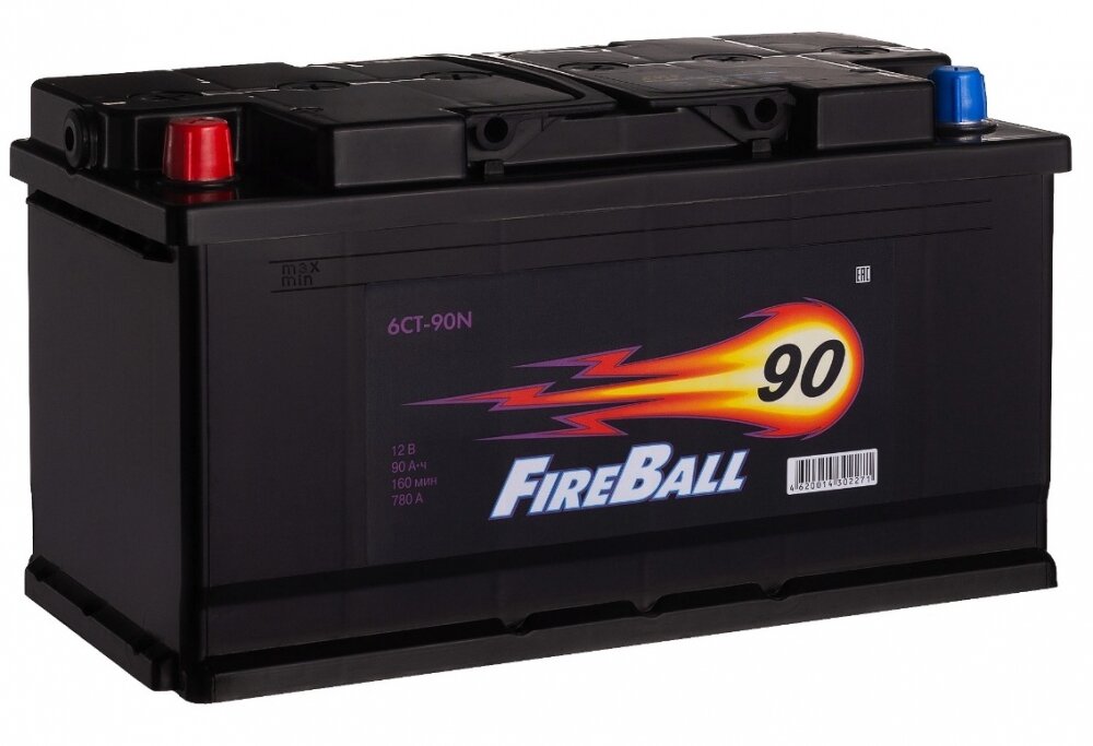 Аккумулятор автомобильный Fire Ball 90 А/ч 780 А прям. пол. Росс. авто (353x175x190) 590119020
