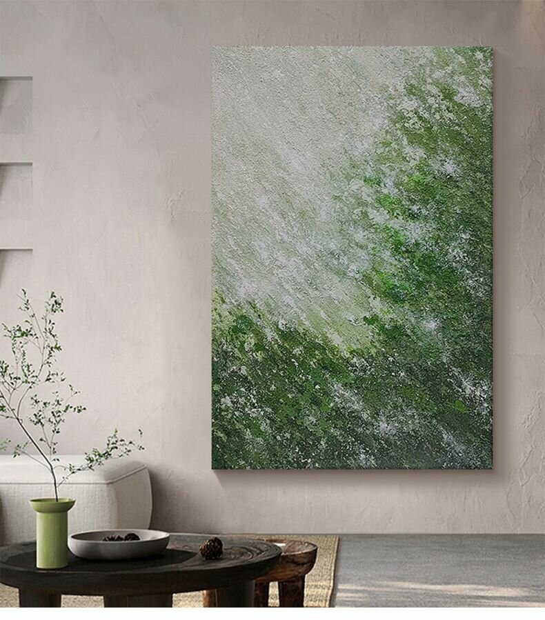 Картина "Полный зелени", холст, ручная роспись, рама, 70 см x 50 см
