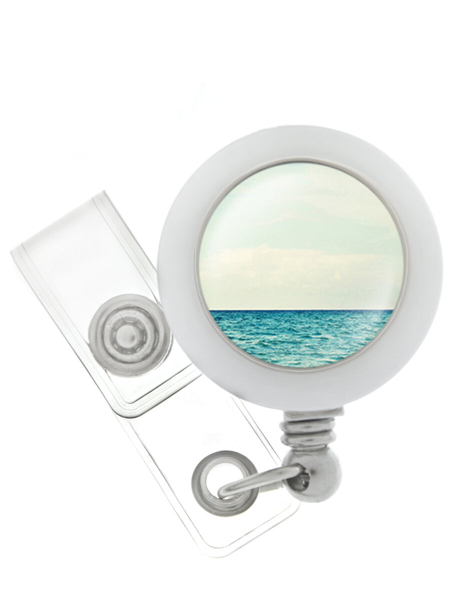 Держатель TINA BOLOTINA , для бейджа, с ретрактором, серебристый, море