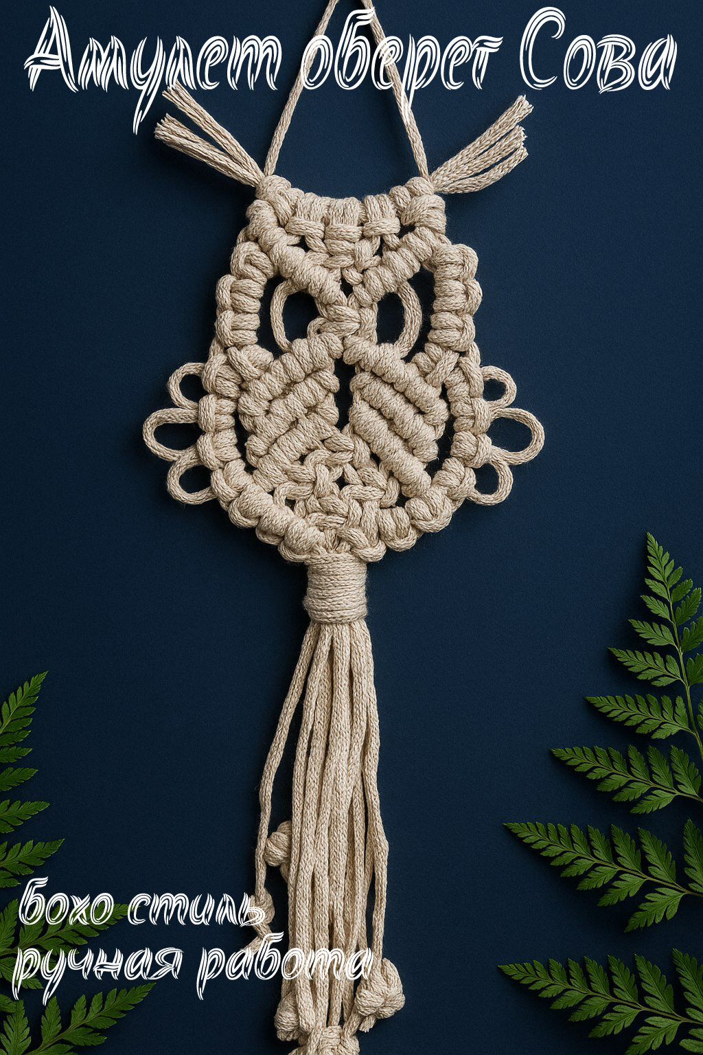 Оберег на шею Сова / защита от сглаза / амулет плетёный макраме Бохо Магия