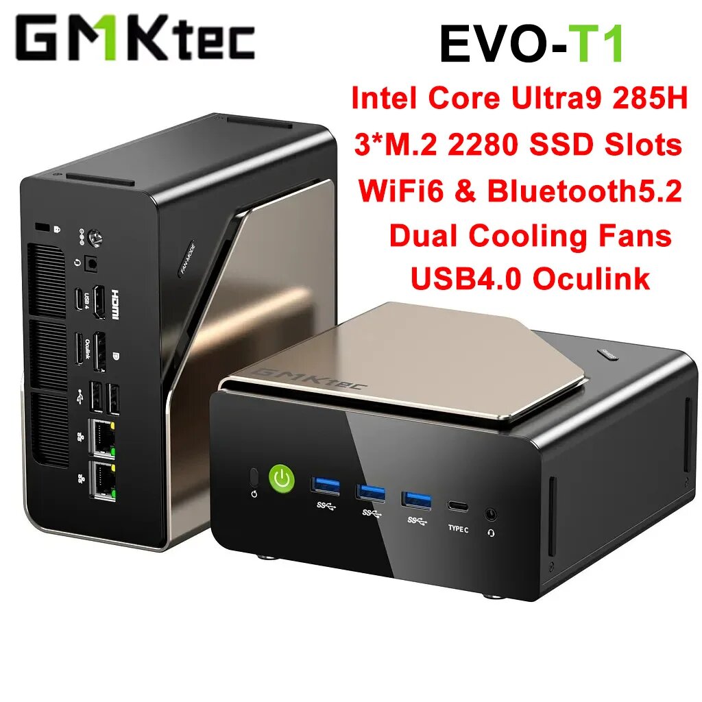 GMKtec MINI PC EVO-T1 Windows11 Pro DDR5 64 ГБ 1 ТБ PCle 4.0x4 M.2 2280 SSD 2.5G LAN USB4.0 WIFI6 BT5.3 DIY Настольный мини-компьютер