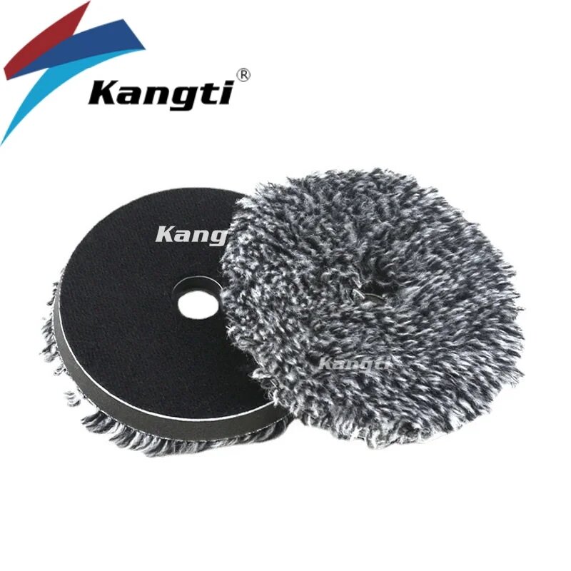 Шерстяной полировальный диск Kangti 3/5/6 дюймов, Lambs высокой плотности, шерстяная полировальная накладка, полировщик для автомобиля, полировка воском, 5pcs, 5 Inch Backer