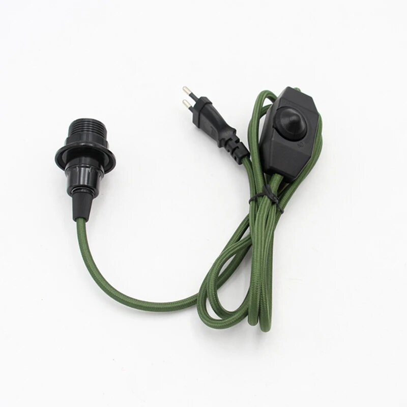 Шнур для лампы тканевый E14, Olive green с диммером