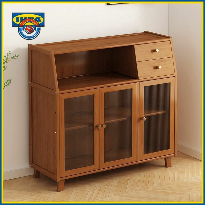 Буфет для кухни и гостиной, компактный минималистичный шкаф-буфет с закрытыми дверцами, современный сервант для хранения посуды и мелочей, лаконичная мебель в светлых тонах