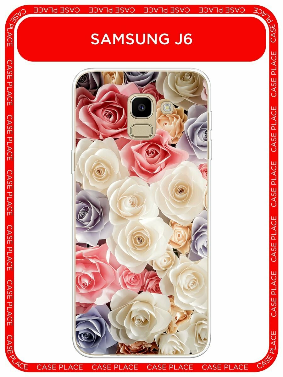 Чехол на Samsung Galaxy J6 2018 / Самсунг Галакси Джей 6 2018 с принтом "Пастельные розы"