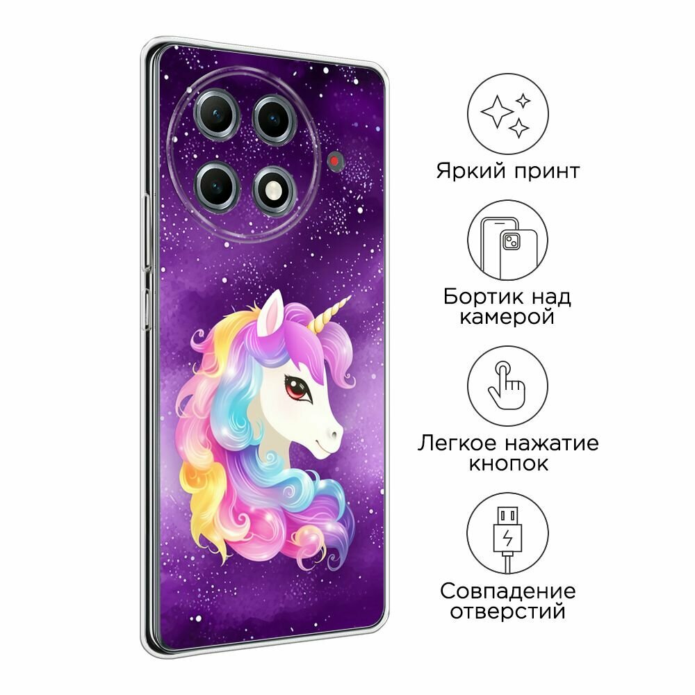 Чехол на Tecno Camon 30S Pro / Текно Камон 30S Про с принтом "Кудрявый единорог" — фото 1