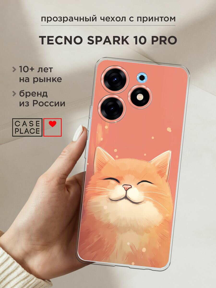 Чехол на Tecno Spark 10 Pro / Текно Спарк 10 Про с принтом "Довольный рыжий котик"