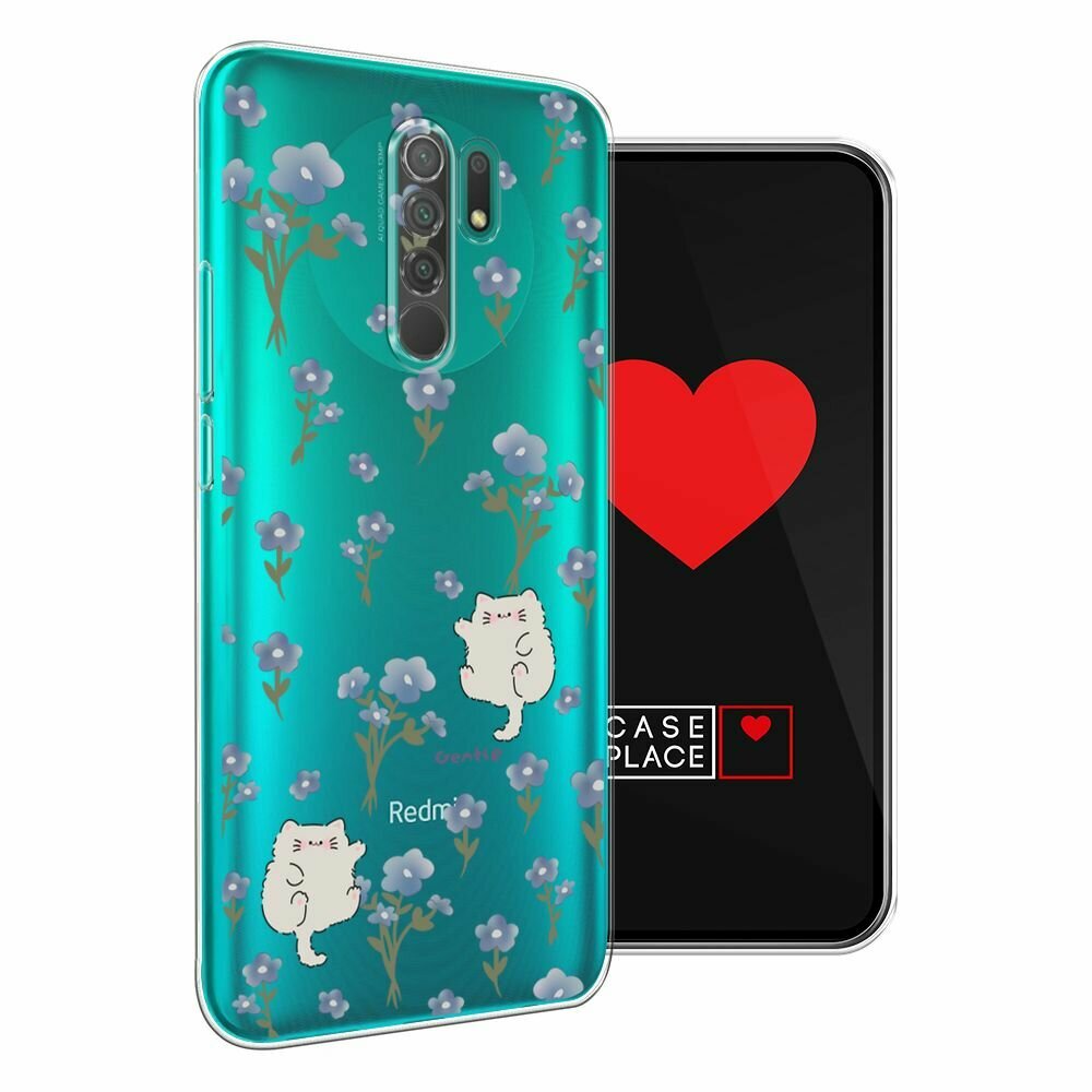 Чехол на Xiaomi Redmi 9 / Сяоми Редми 9 с принтом "Gentle cats", прозрачный — фото 1