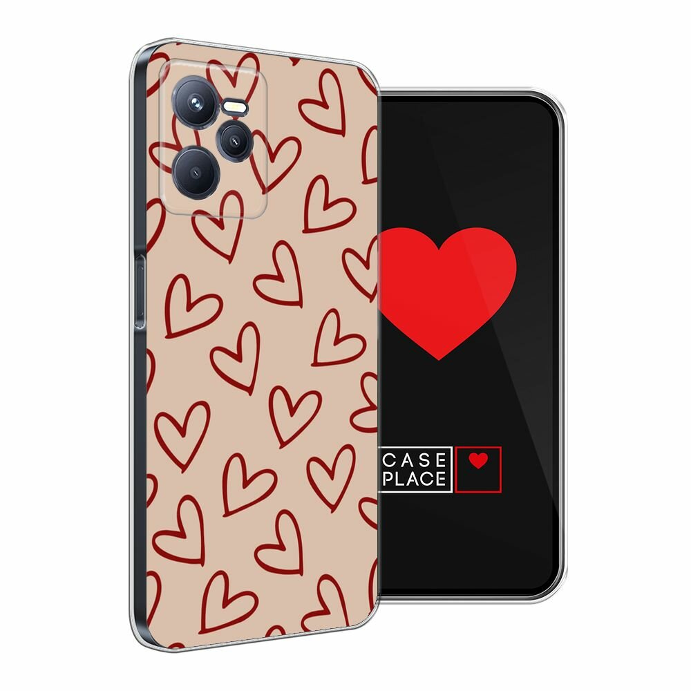 Чехол на Realme C35 / Реалми C35 с принтом "Little hearts doodles 1 - 14 февраля" — фото 1