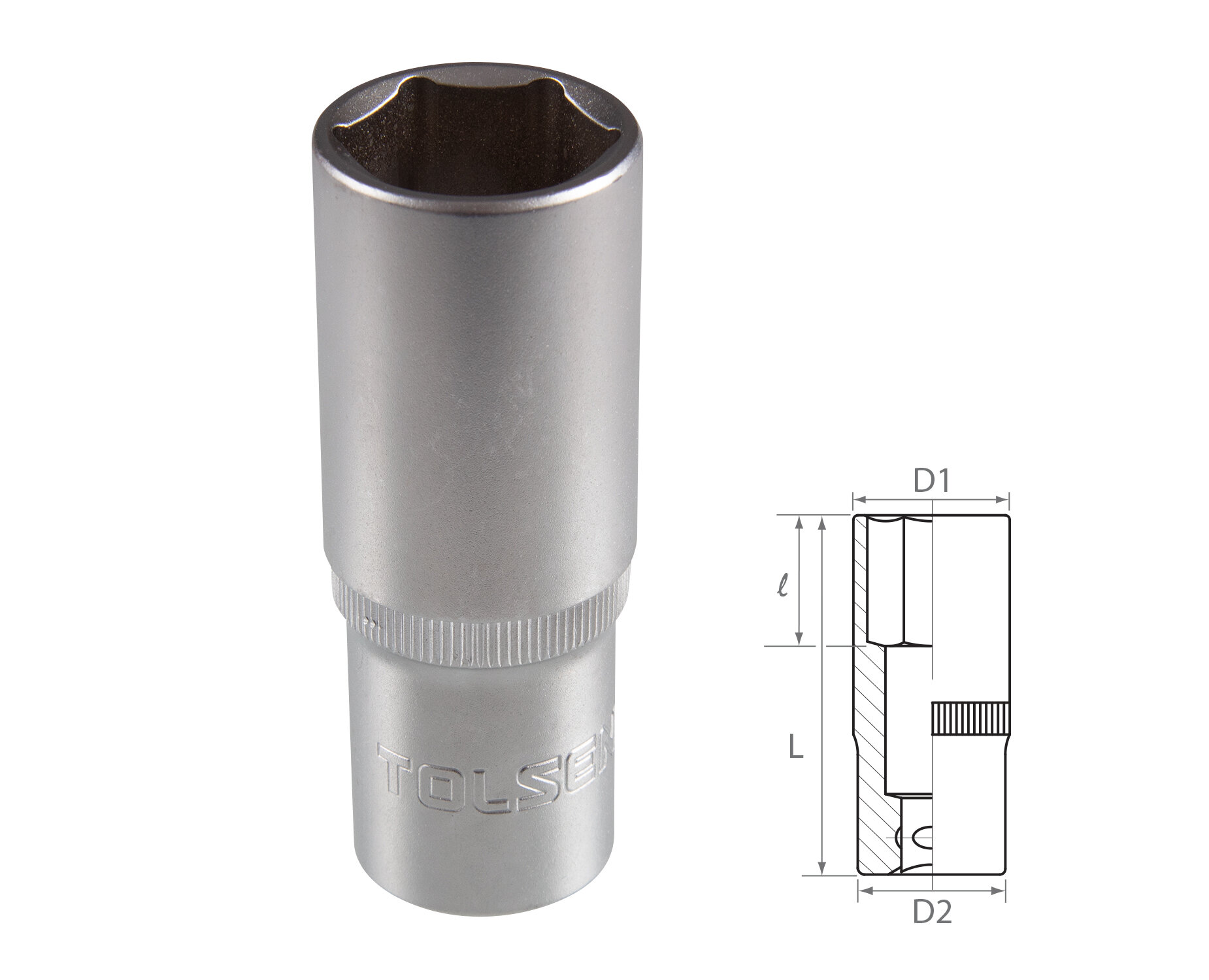Головка торцевая глубокая шестигранная 1/2", 23 мм TOLSEN TT16573