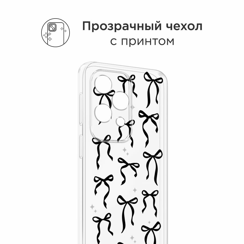 Чехол на Huawei P60/P60 Pro / Хуавей P60/P60 Про с принтом "Black bows", прозрачный — фото 1