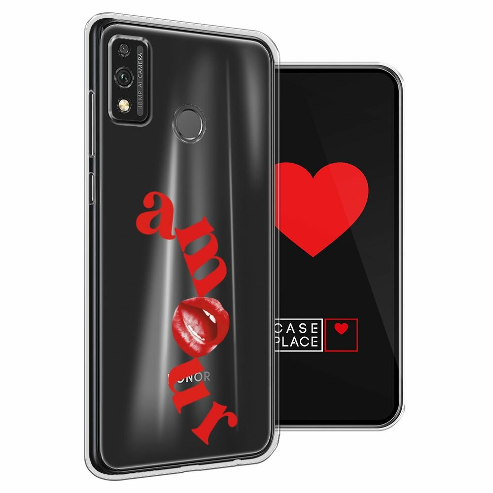 Чехол на Honor 9X Lite / Хонор 9X Лайт с принтом Amour lips, прозрачный — фото 1