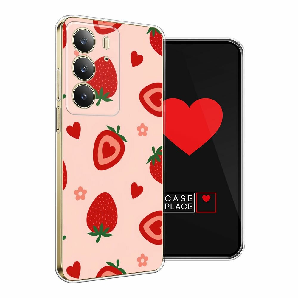 Чехол на Realme C75 4G / Реалми C75 4G с принтом "Heart strawberries 1 - 14 февраля" — фото 1