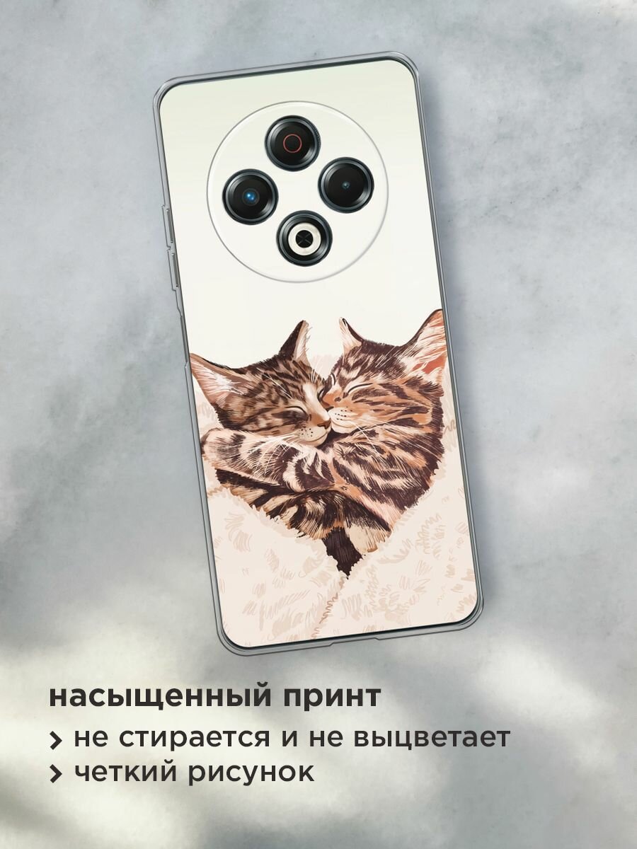 Чехол на Tecno Spark 30 / Текно Спарк 30 с принтом "Влюбленные котейки - 14 февраля" — фото 1